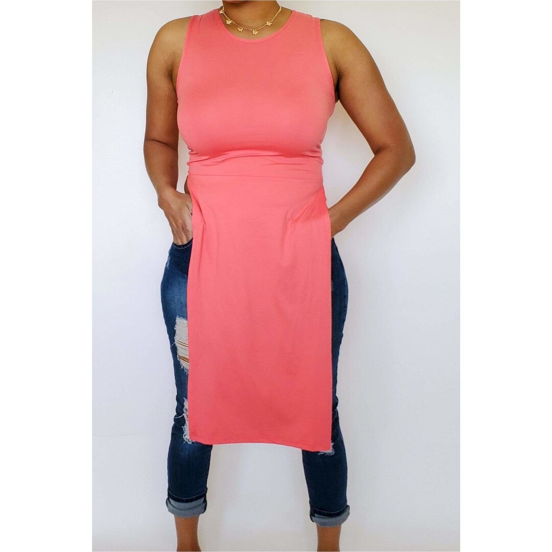 Long Split Side Tunic Tank Top Tunic Side Slit Side Slit Tunic Long ...