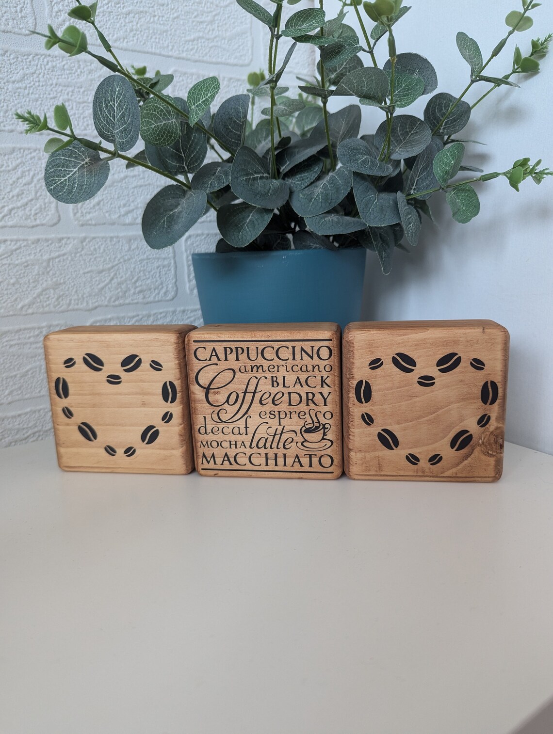 Rustic Coffee Wooden Blocks: Kitchen Decor, Coffee Station - Etsy UK