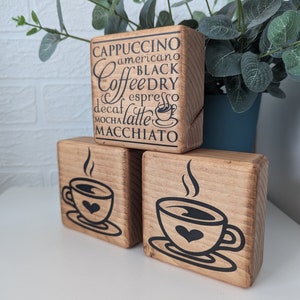Rustic Coffee Wooden Blocks: Kitchen Decor, Coffee Station - Etsy UK