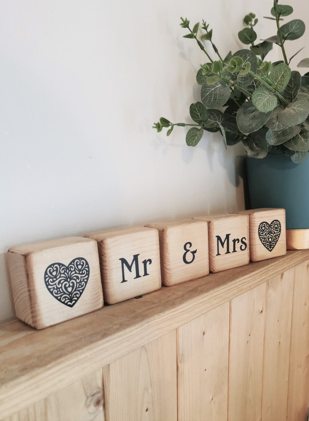 Rustic Mr and Mrs Wooden Blocks, Anniversary Gift - Etsy UK