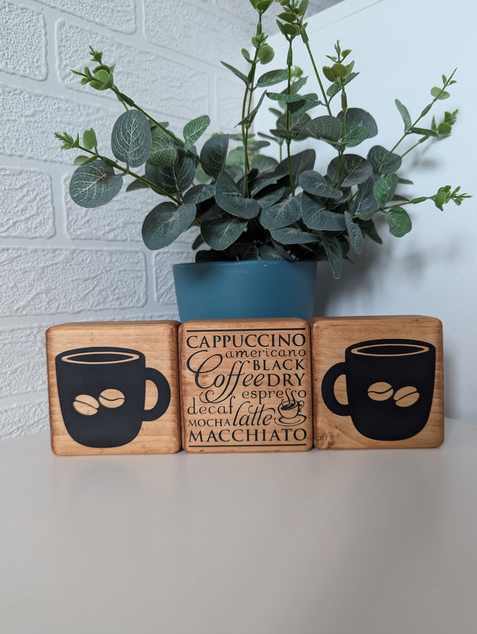 Rustic Coffee Wooden Blocks: Kitchen Decor, Coffee Station - Etsy UK