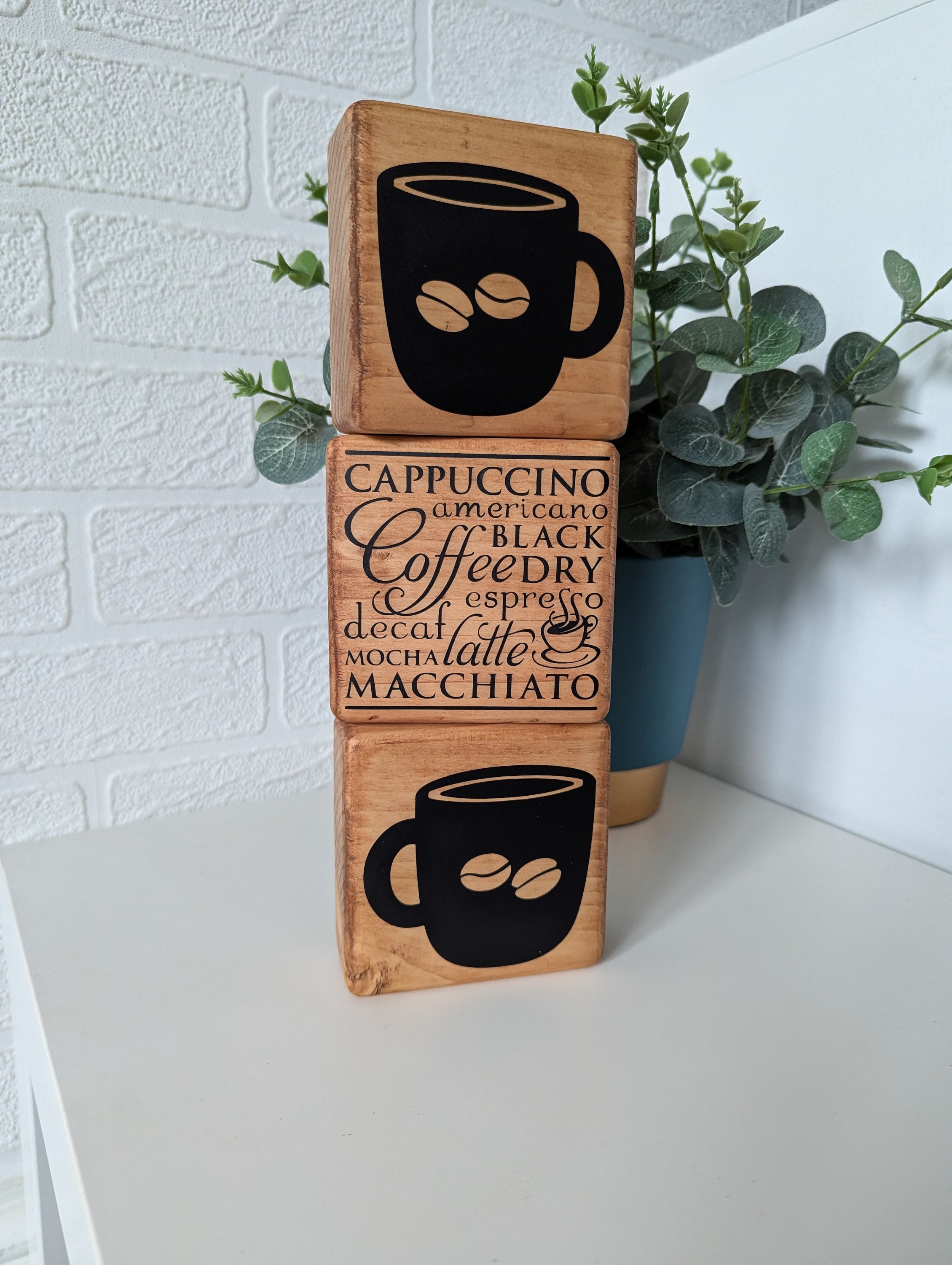 Rustic Coffee Wooden Blocks: Kitchen Decor, Coffee Station - Etsy UK
