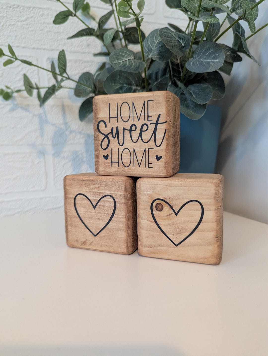 Rustic 'home Sweet Home' Wooden Block Set: Farmhouse Decor - Etsy