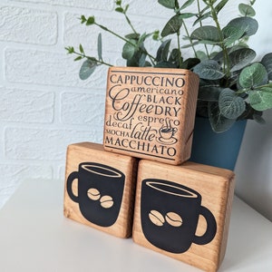 Rustic Coffee Wooden Blocks: Kitchen Decor, Coffee Station - Etsy UK