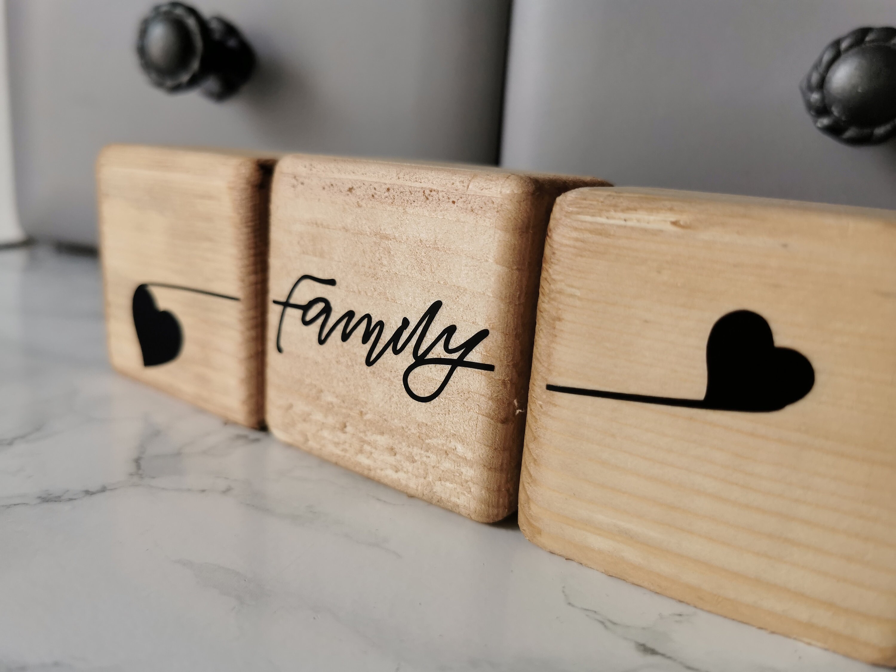 Rustic 'family' Wooden Block Art: Pine Wood Decor Blocks, Fireplace ...