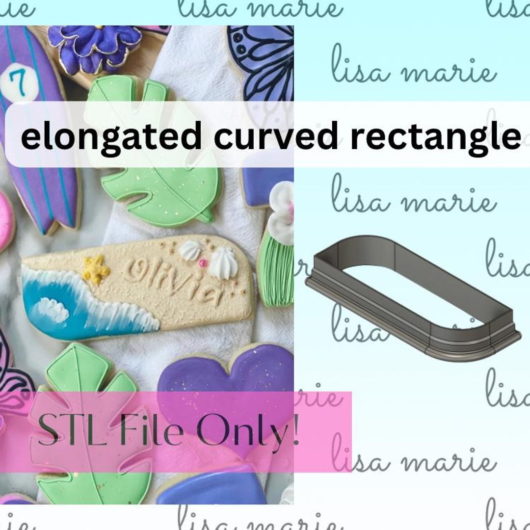 Elongated Curved Rectangle Cookie Cutter STL File - Plaque, Curve ...