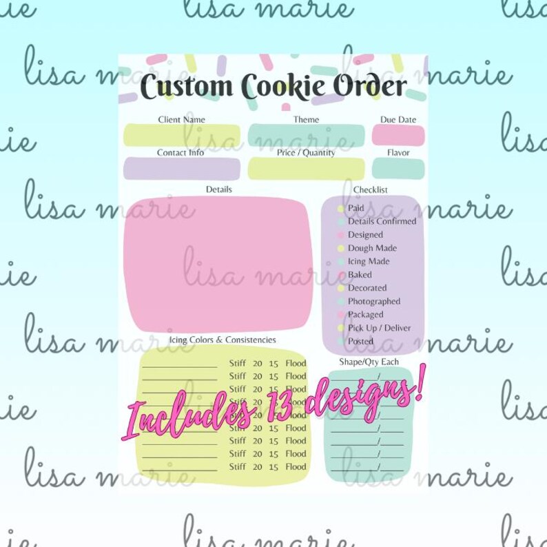 Cookie Order Form - Printable PDF & PNG (digital Download) Includes 13 ...