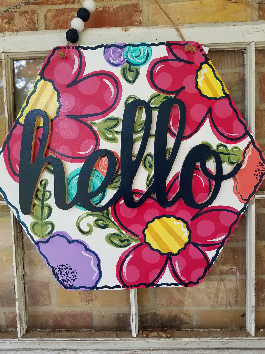 Hello Floral Door Hanger || Spring Time Door Hanger || Floral Sign ...