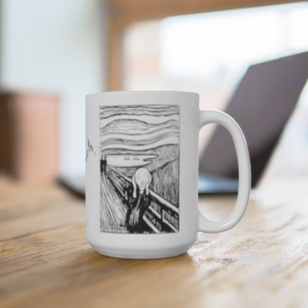 Edvard Munch, the Scream, Ceramic Mug 15oz, Black & White the Scream ...