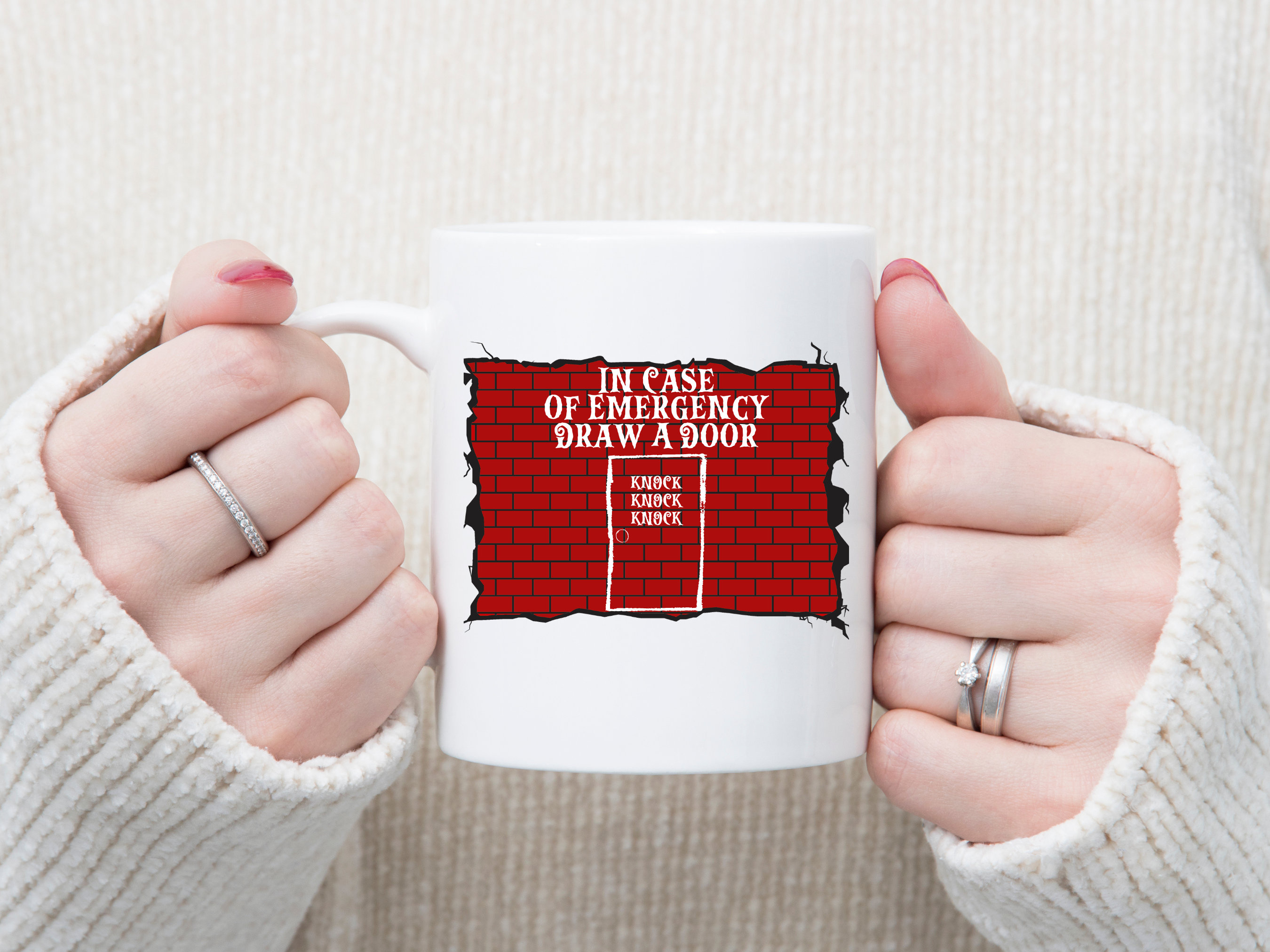 In Case of Emergency Draw a Door Mug, Knock Three Times, Beetlejuice ...