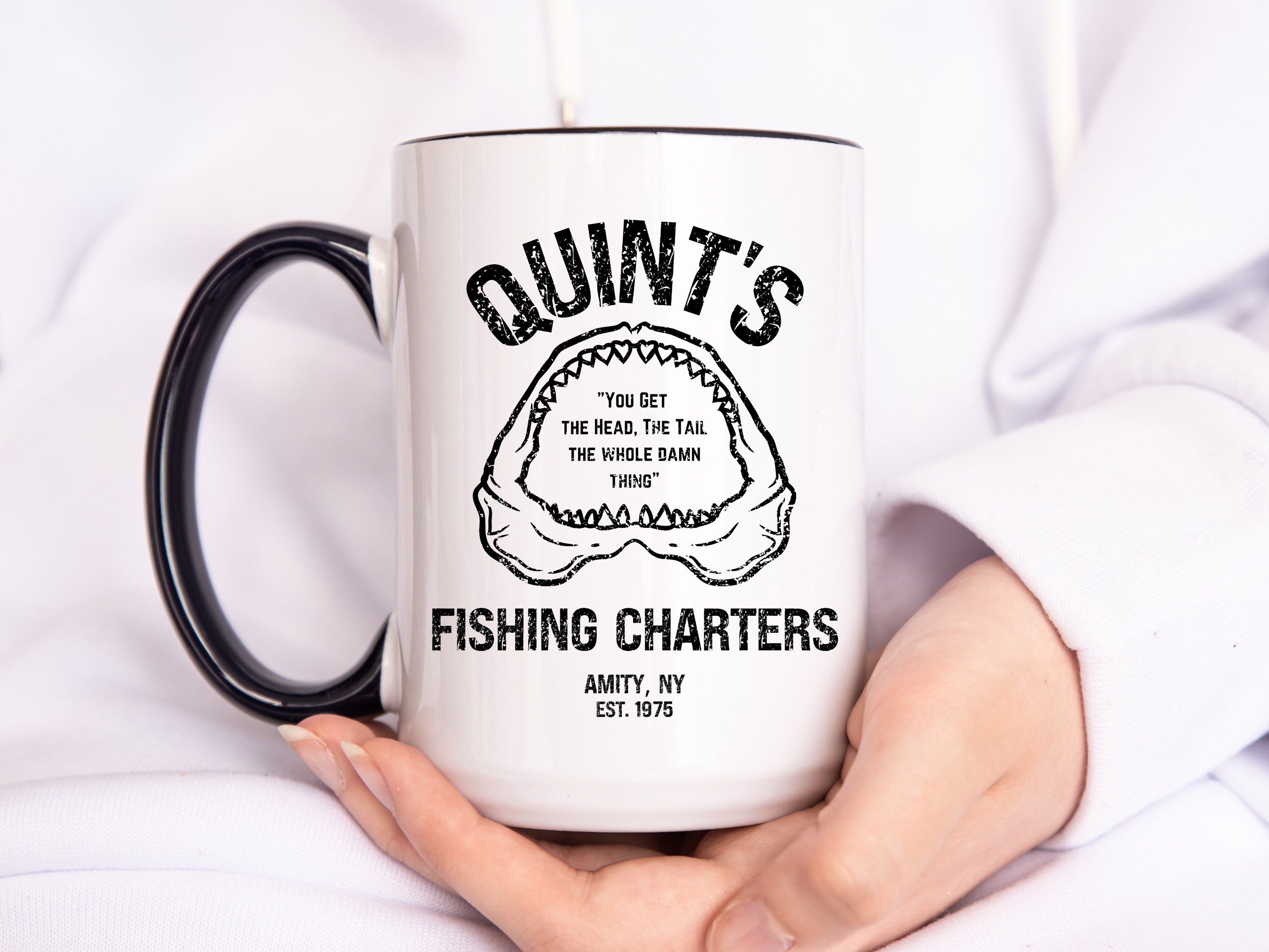 Quint's Fishing Charters Amity, NY, Est 1988, Jaws Movie Mug, You Get ...