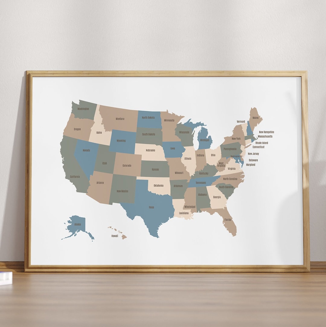 Printable United States Map, Large Downloadable Map, Dorm Wall Decor ...