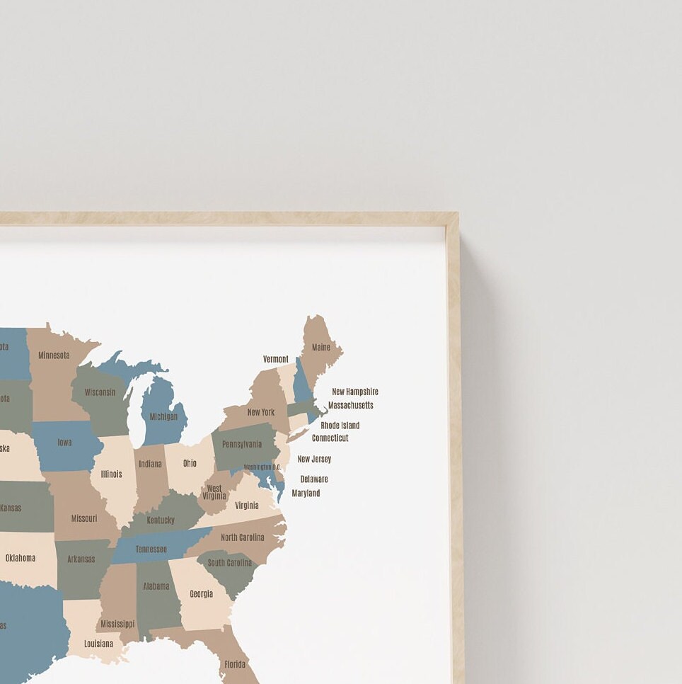 Printable United States Map, Large Downloadable Map, Dorm Wall Decor ...