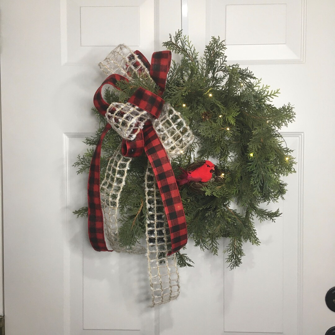 Lighted Winter Wreath, Lighted Rustic Winter Wreath, Simple Winter ...