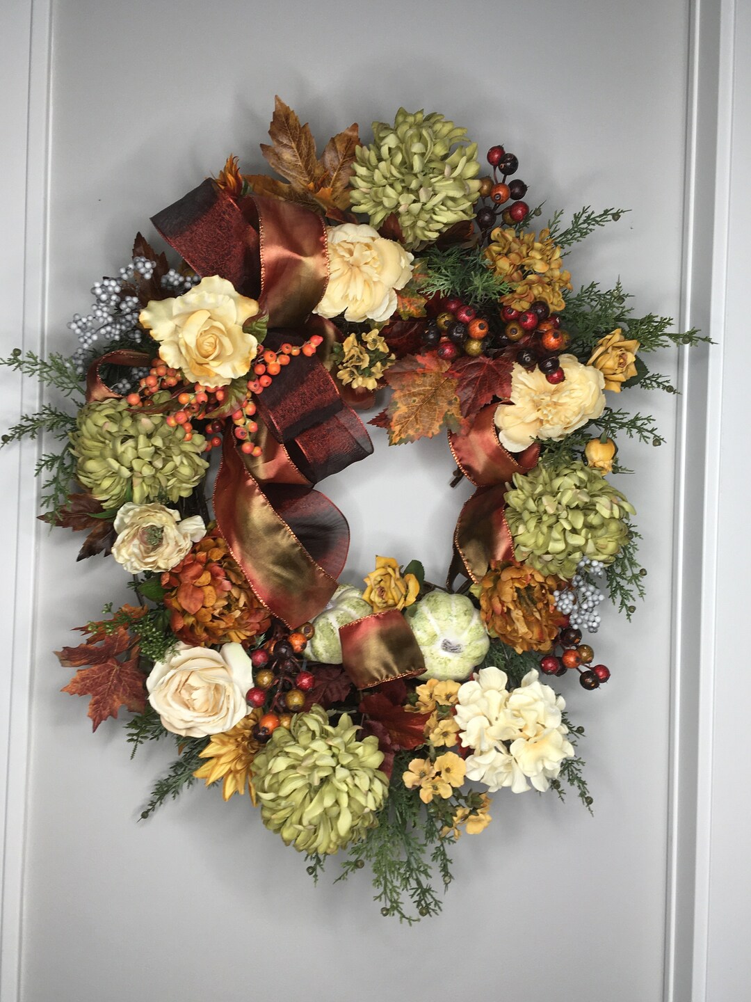 Fall Grapevine Wreath, Fall Mum Wreath, Rose and Mum Fall Wreath ...