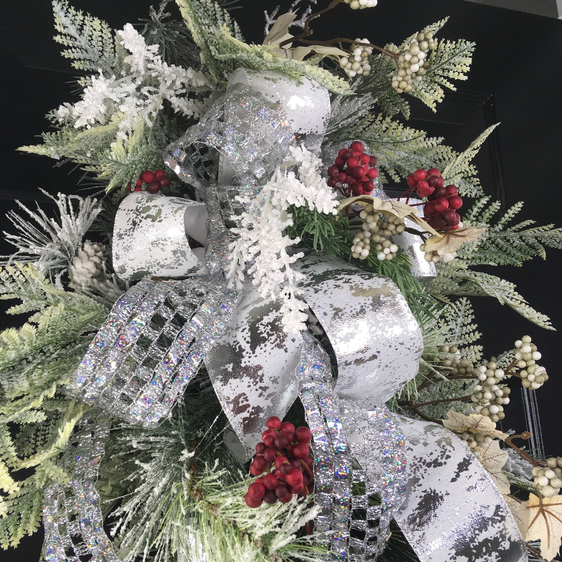 Silver and White Swag, White Winter Swag, Elegant Winter Swag, Silver ...
