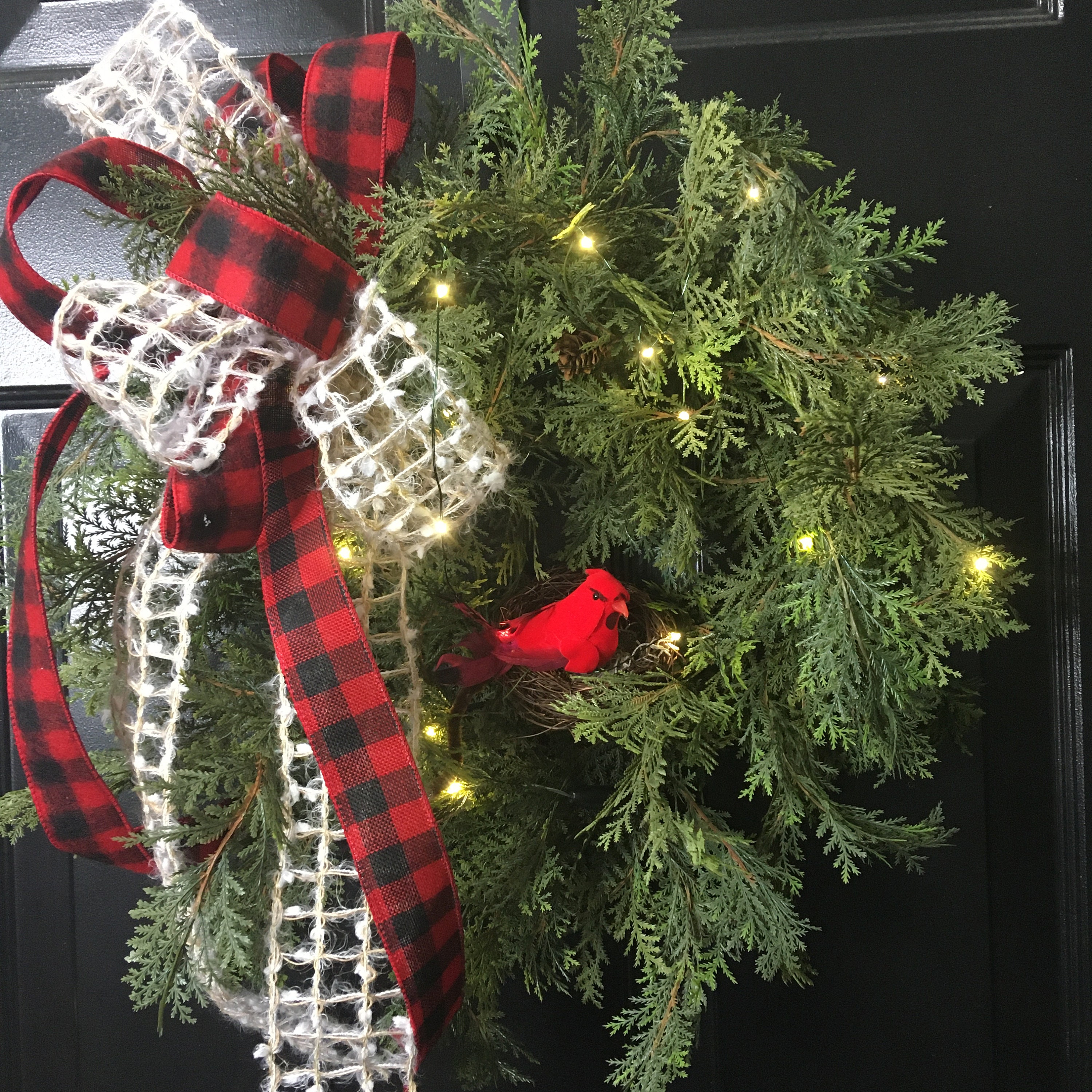 Lighted Winter Wreath, Lighted Rustic Winter Wreath, Simple Winter ...