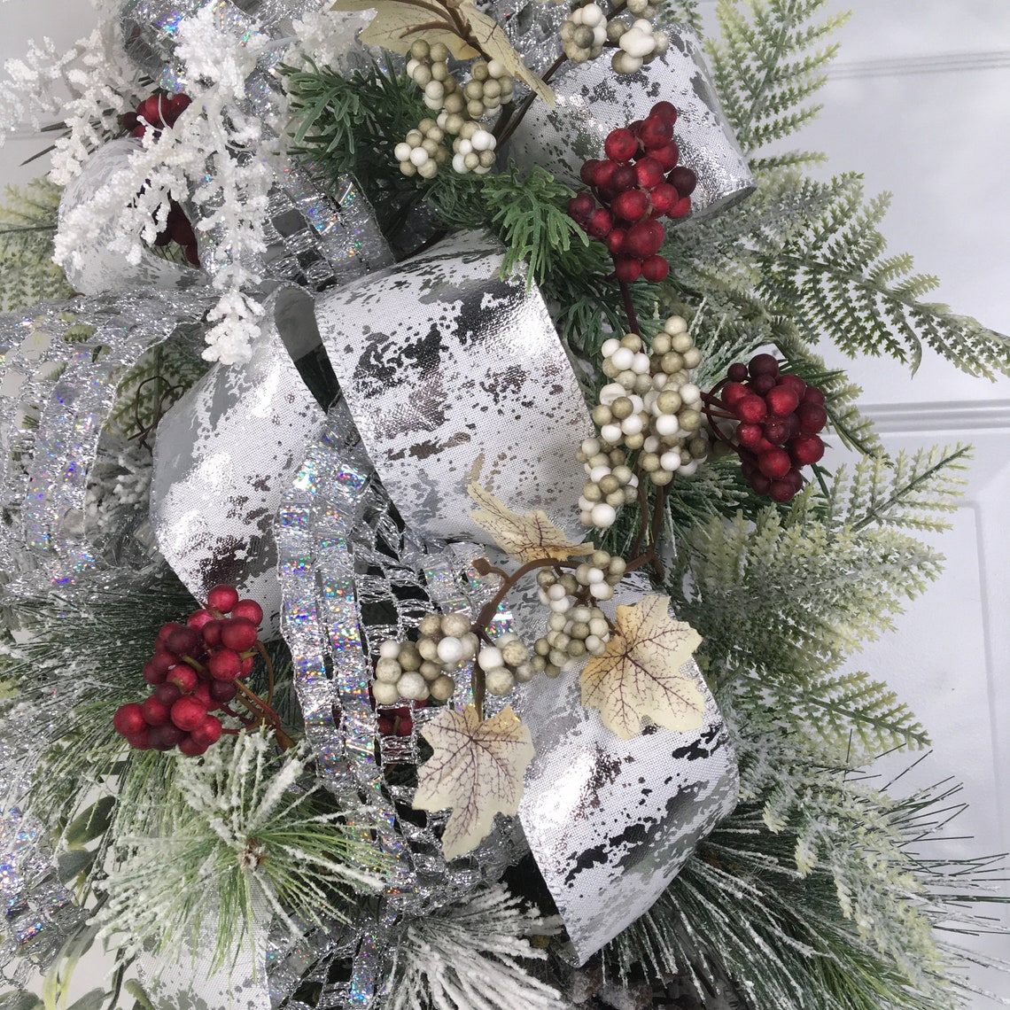 Silver and White Swag, White Winter Swag, Elegant Winter Swag, Silver ...