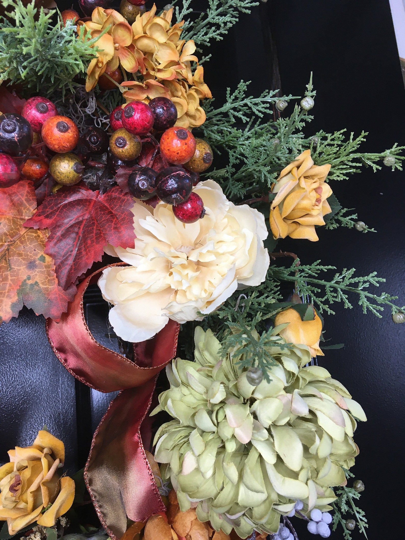 Fall Grapevine Wreath, Fall Mum Wreath, Rose and Mum Fall Wreath ...