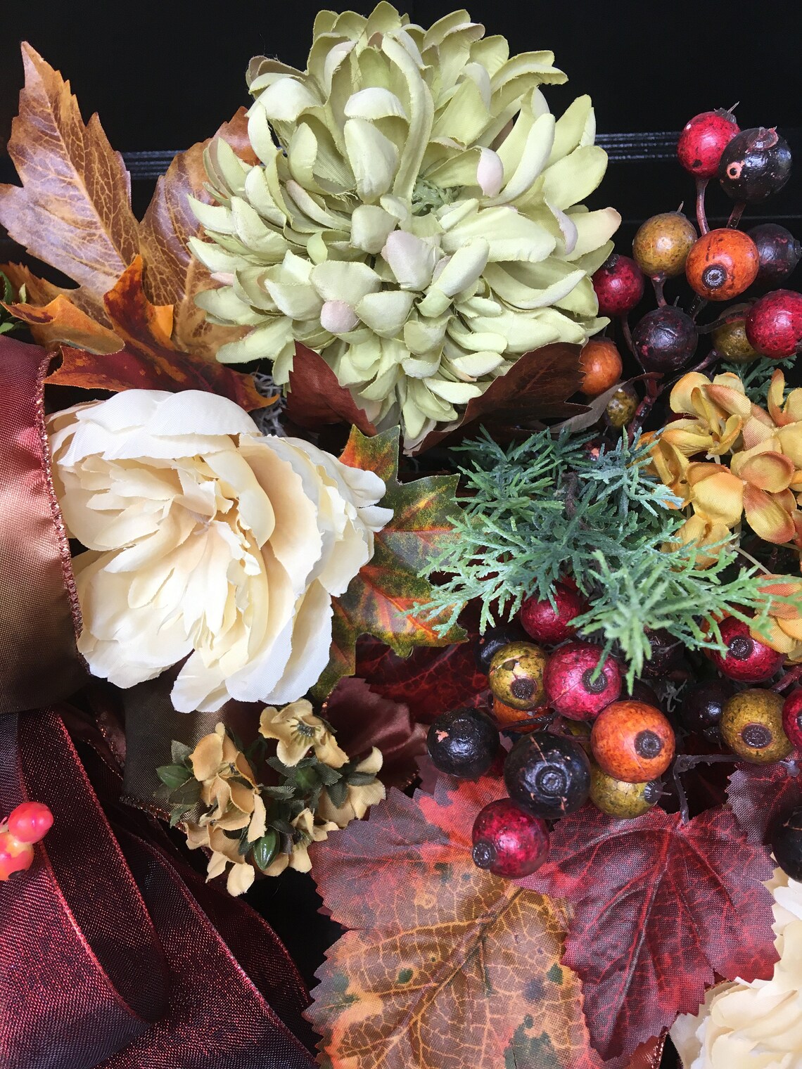 Fall Grapevine Wreath, Fall Mum Wreath, Rose and Mum Fall Wreath ...