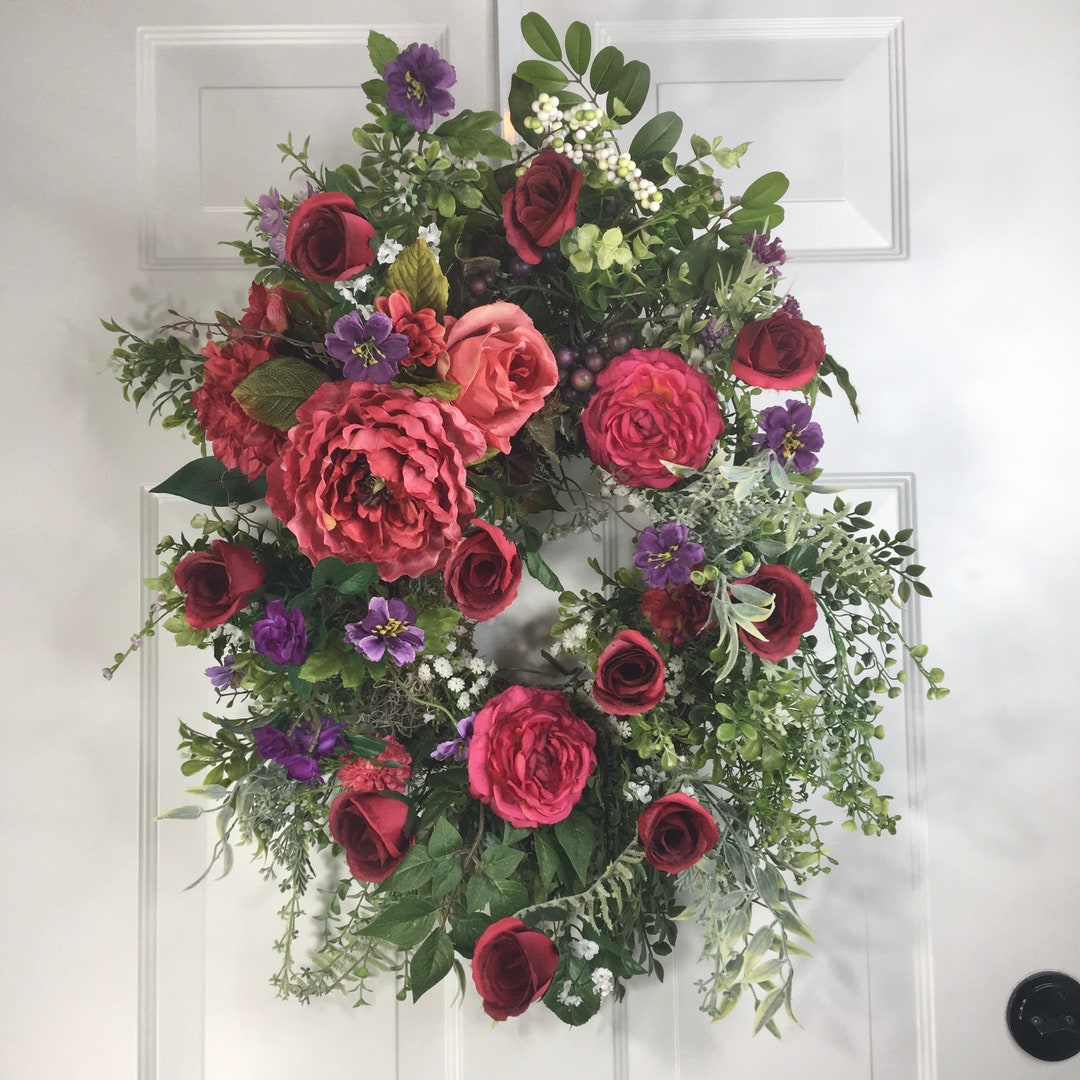 Valentine Rose Wreath Peony Rose Wreath Red Rose Wreath Red - Etsy