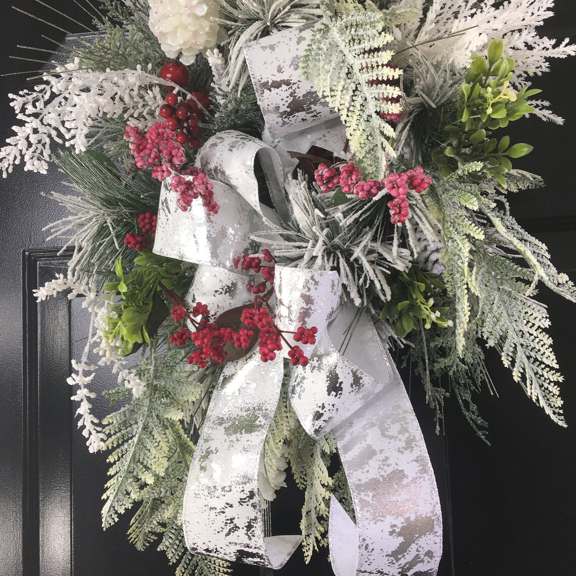 Silver and White Swag, White Winter Swag, Elegant Winter Swag, Silver ...