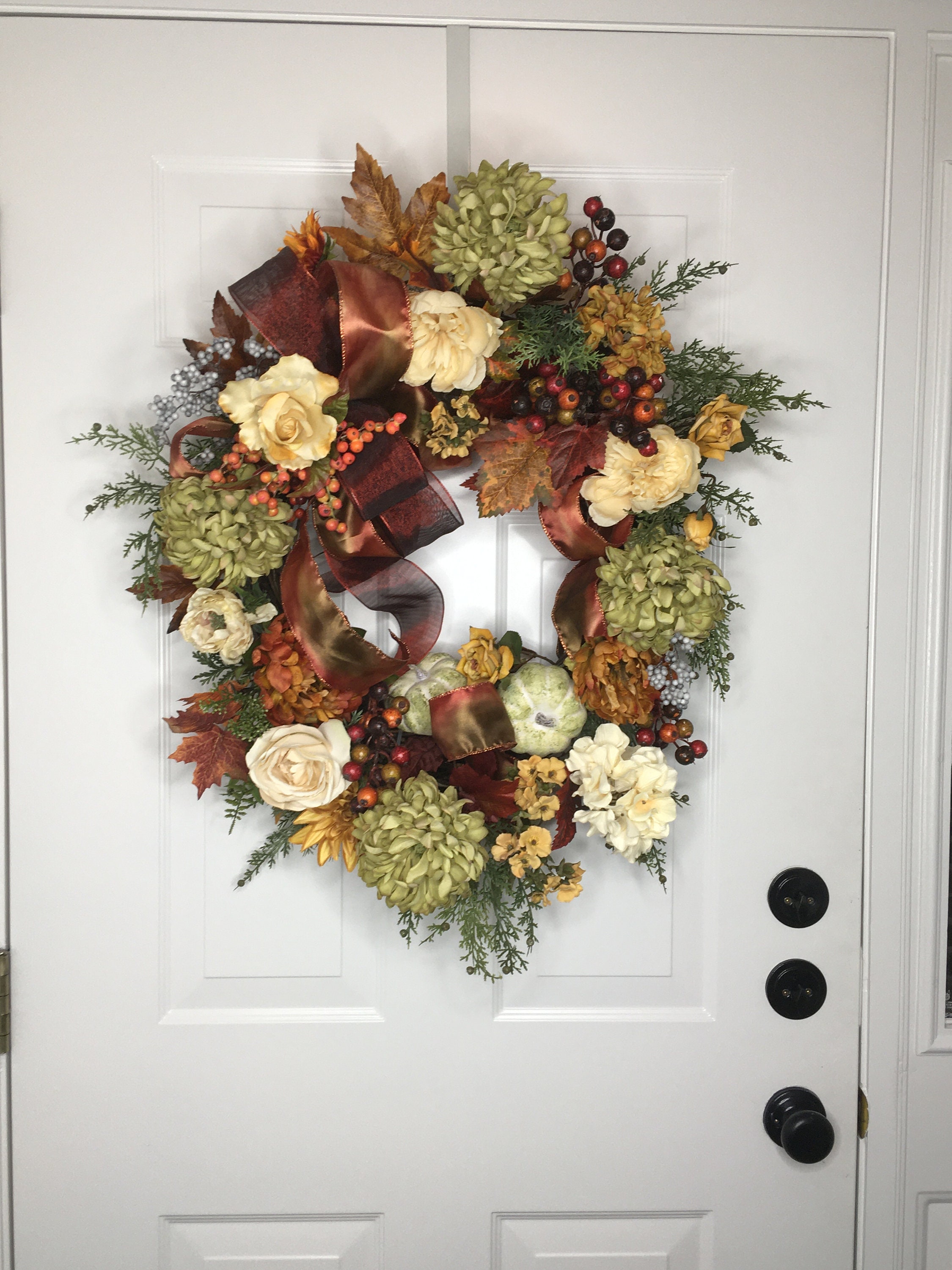 Fall Grapevine Wreath, Fall Mum Wreath, Rose and Mum Fall Wreath ...