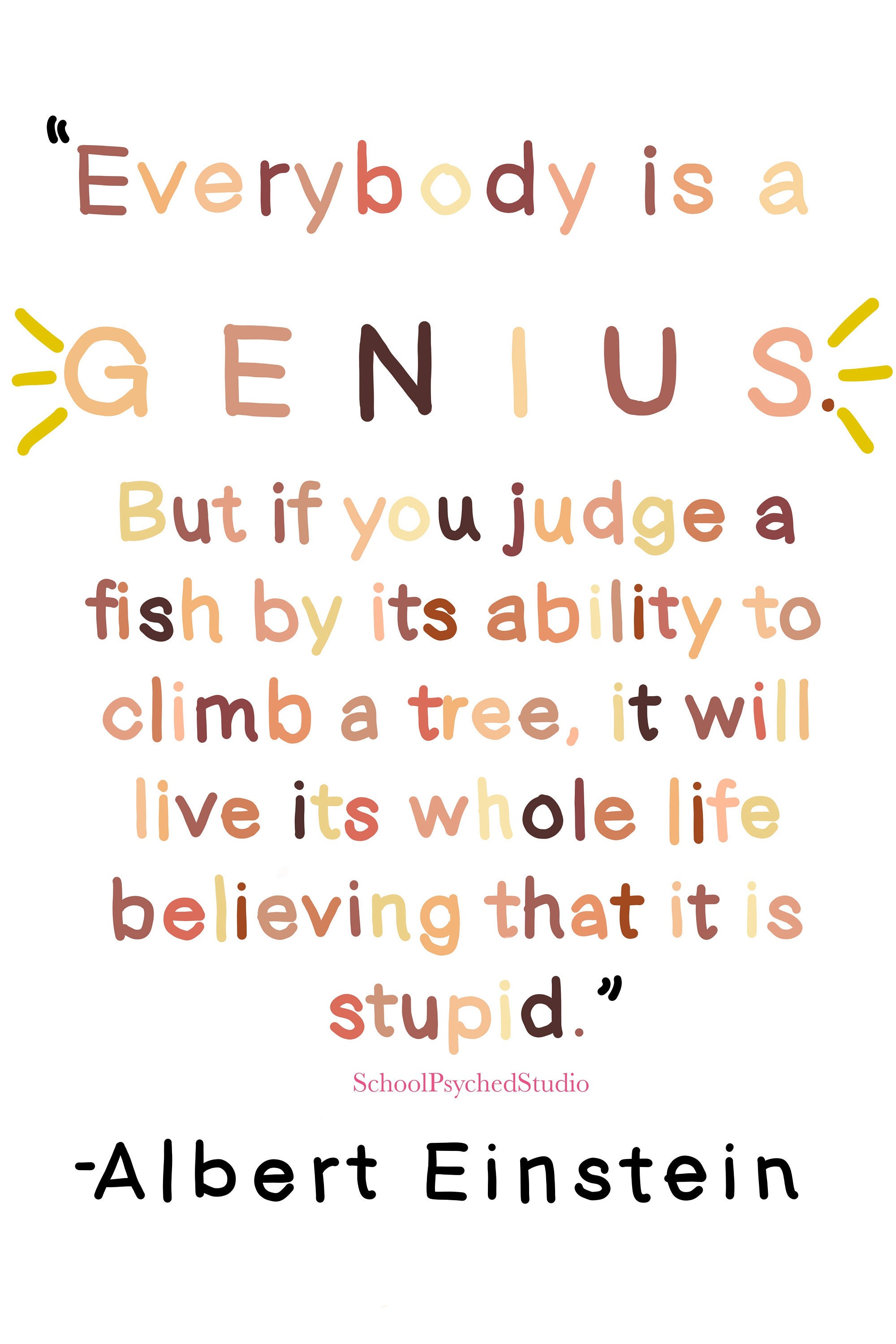 Everybody Is A GENIUS Quote Etsy Everybody Is A GENIUS Quote Etsy