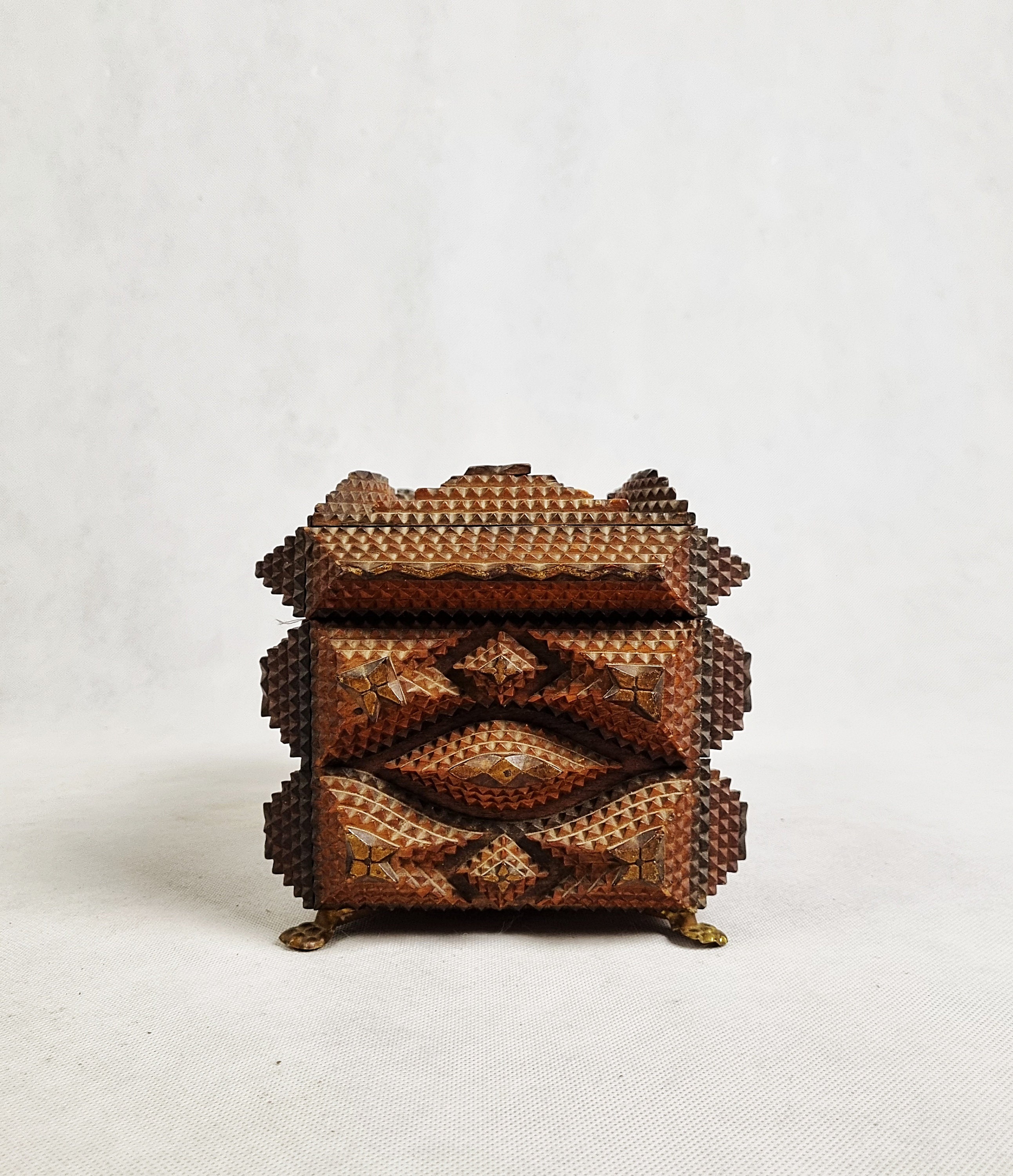 Tramp Art Box Carved Wooden Box Folk Art - Etsy