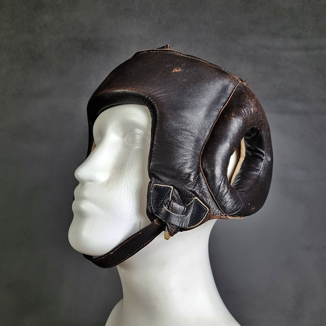 Vintage Leather Boxing Helmet, Old Leather, Boxing Headgear, Vintage ...