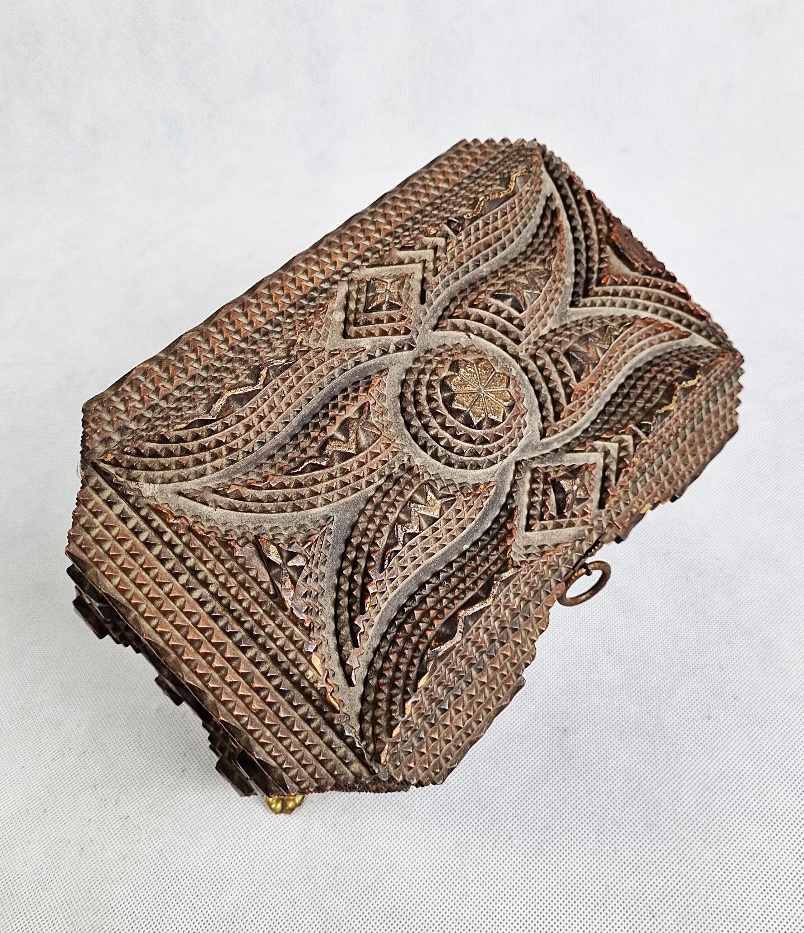 Tramp Art Box Carved Wooden Box Folk Art - Etsy