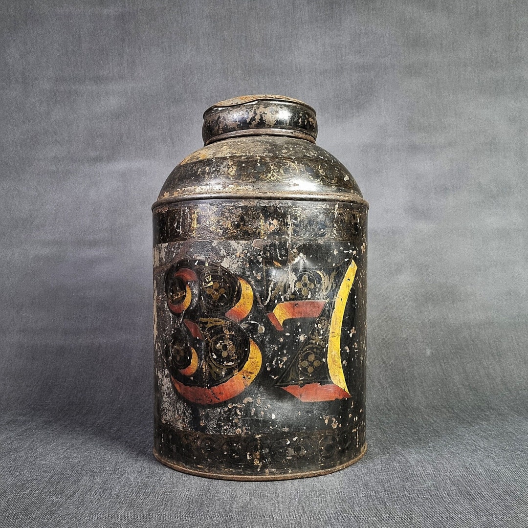 Big, Old Toleware Tea Canister , Victorian Toleware Tea Canister ...