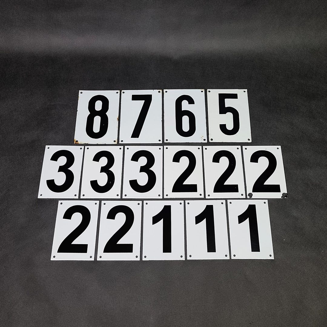 Enameled Sign, Metal Sign, Number, Vintage Gift, House Number, Retro ...