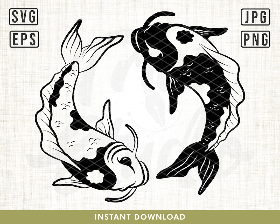 Koi Fish Svg Files, Carp Svg, Japanese Traditional, Oriental Asian, Pet ...