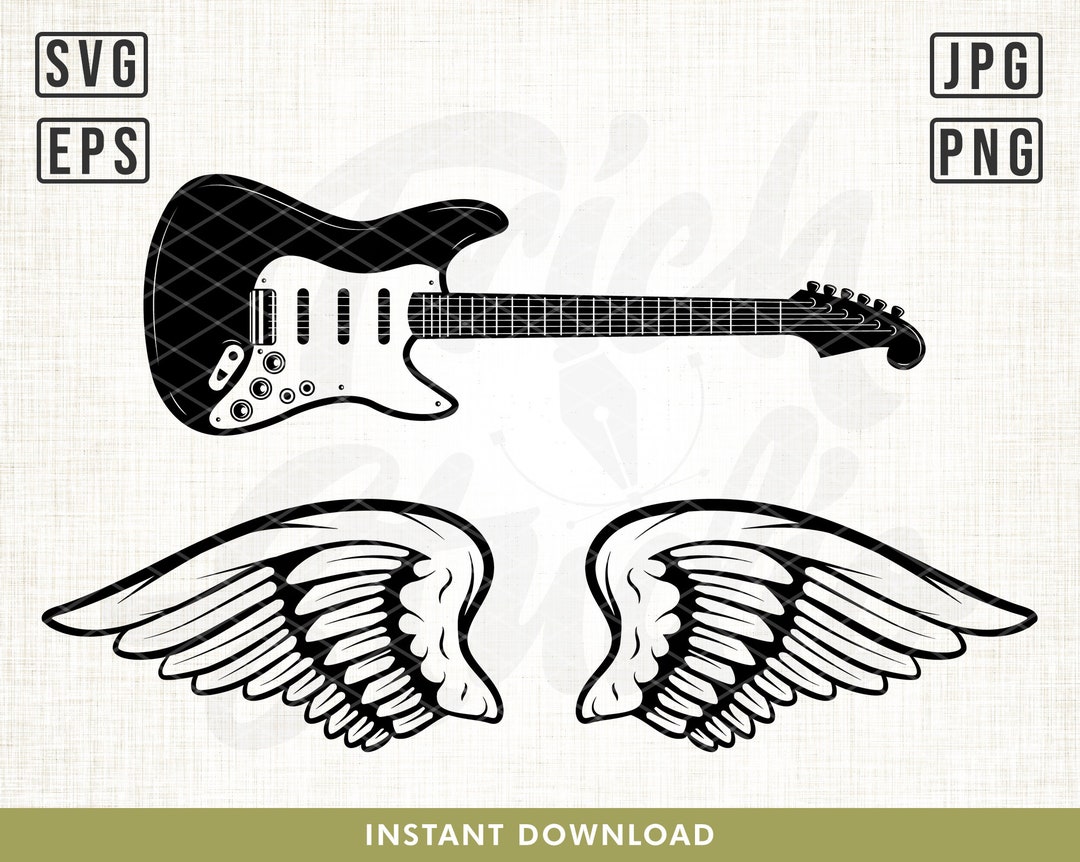 Guitar Wings Svg, Angel Wings Svg, Electric Guitar Svg, Guitar Svg ...