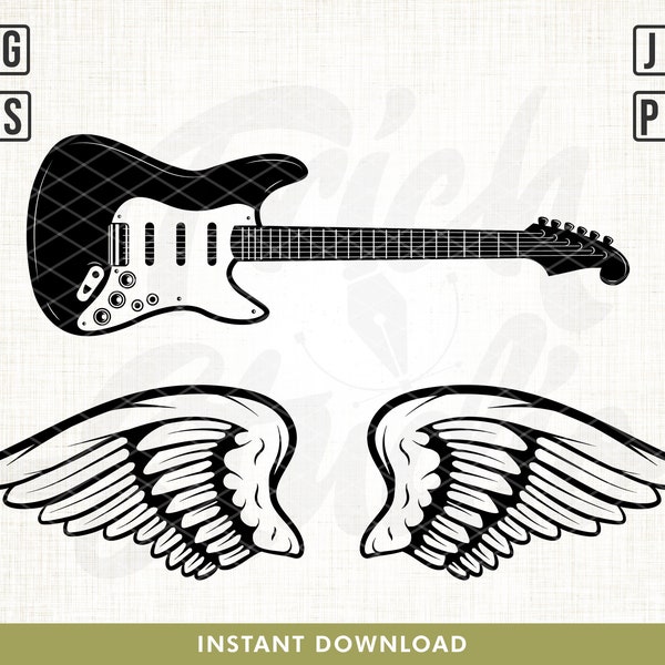 Angel Wings and Guitar Svg - Etsy