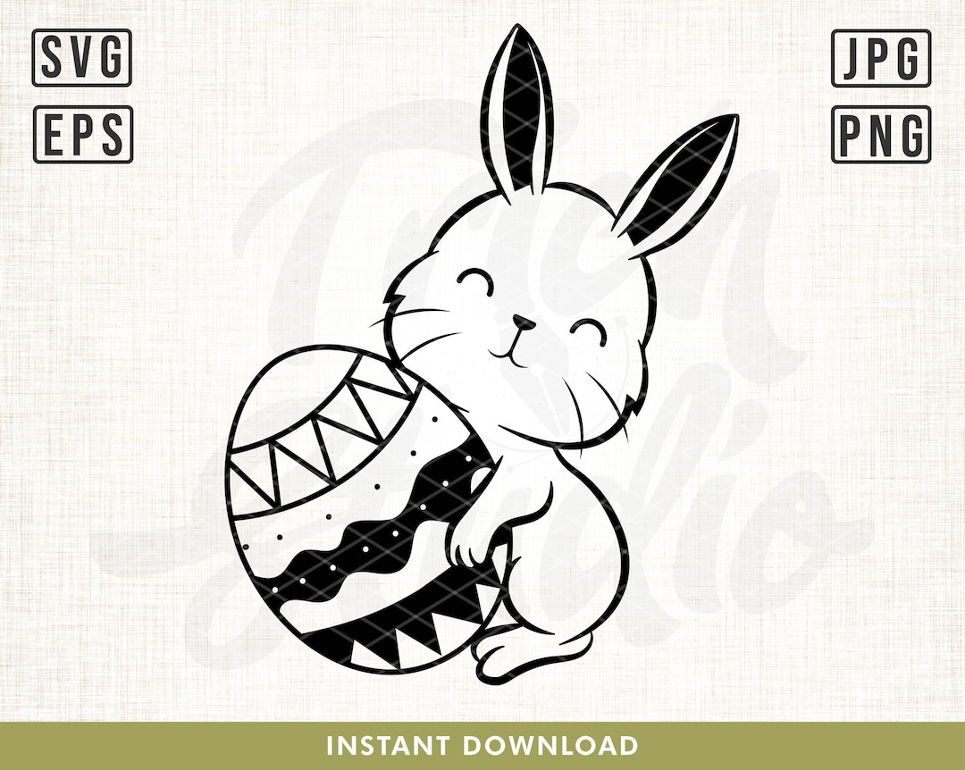 Rabbit Svg File, Easter Bunny Svg, Cute Bunny Svg, Easter Egg Svg ...