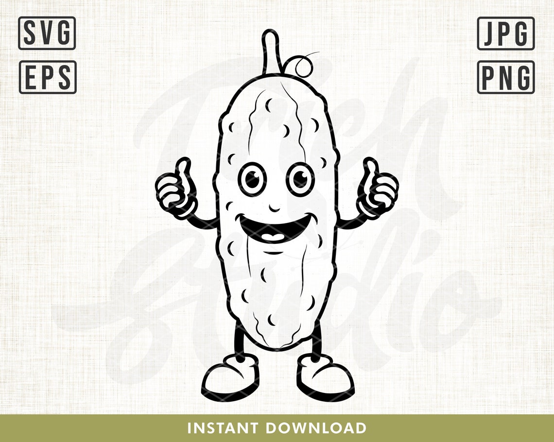 Pickle Mascot Svg, Pickle Svg, Vegetables Svg, Cool Pickle Svg, Mascot ...