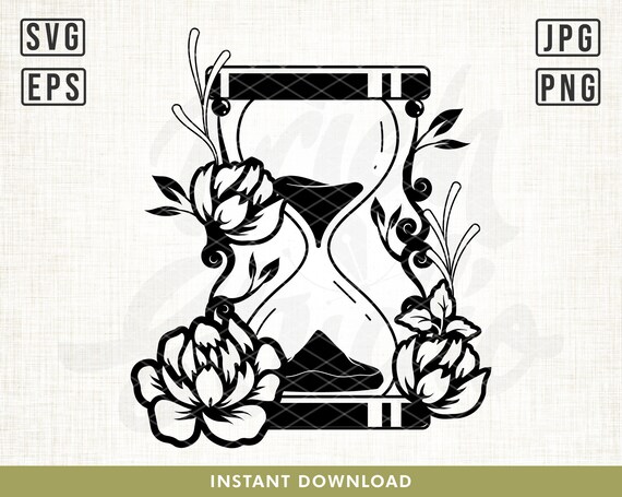 Floral Hour Glass Svg File Sandglass SVG Timer Svg | Etsy
