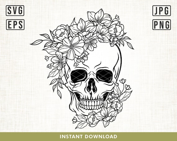 Flower Skull Drawing