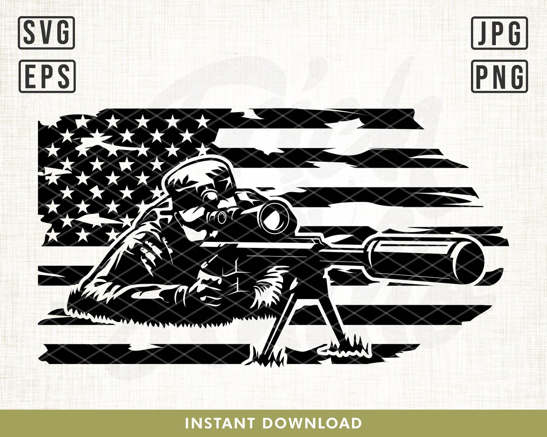 USA Sniper Svg Files, Sniper Rifle Svg, Scope Svg, US Soldier Svg ...