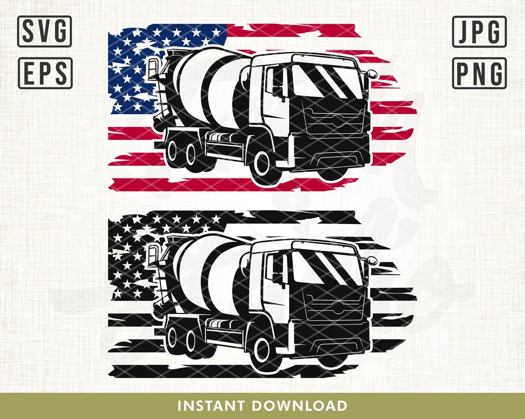 US Mixer Truck Svg File, Concrete Mixer Truck Svg, Truck Driver Svg ...