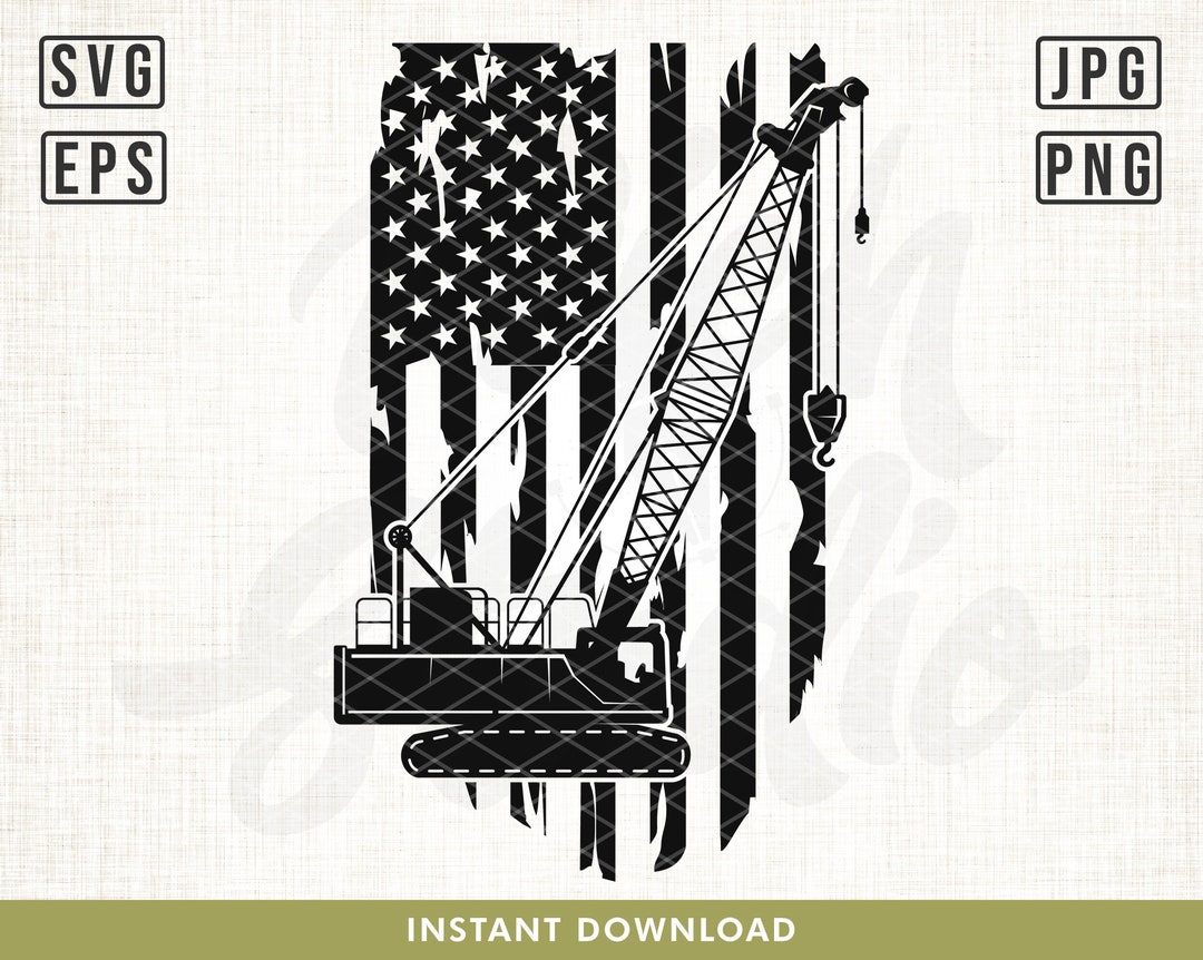 US Crane Svg, Crawler Crane Svg, Crane Clipart, Construction Svg ...