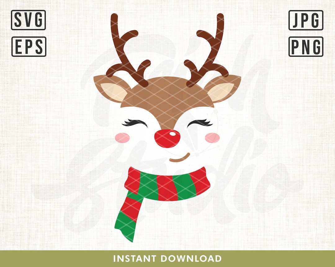 Reno SVG, Navidad SVG, Cara de reno SVG, Reno lindo SVG, Vacaciones SVG ...