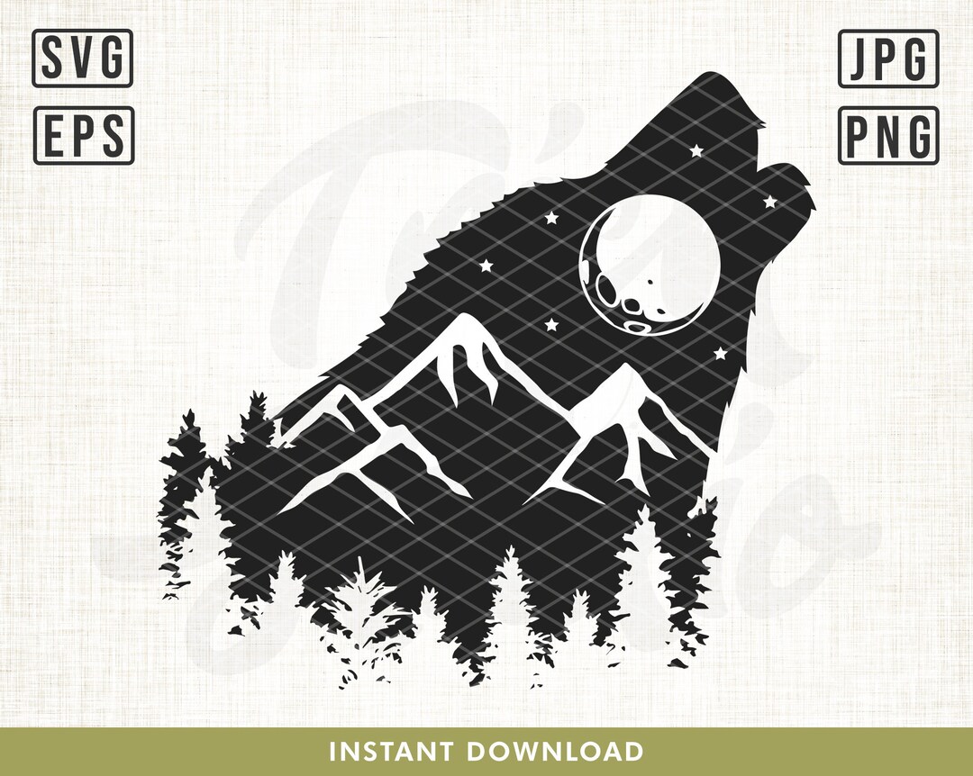 Howling Wolf SVG File, Wolf Svg, Mountain Wolf Svg, Wolf Pack Svg, Wolf ...