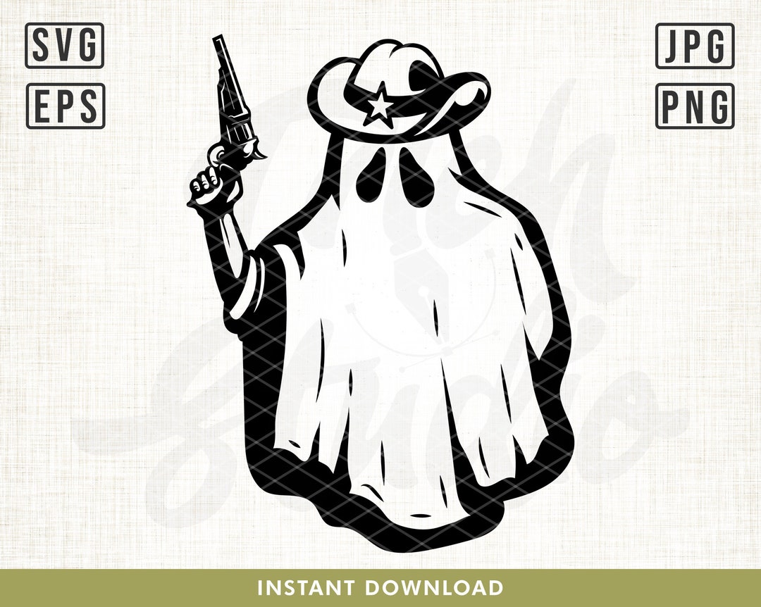 Cowboy Ghost Svg, Cute Ghost Svg, Halloween Ghost Svg, Western Ghost ...