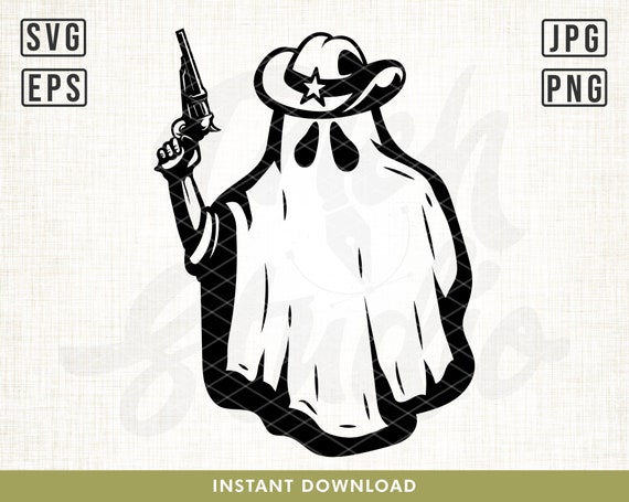 Cowboy Ghost Svg Cute Ghost Svg Halloween Ghost Svg Western - Etsy