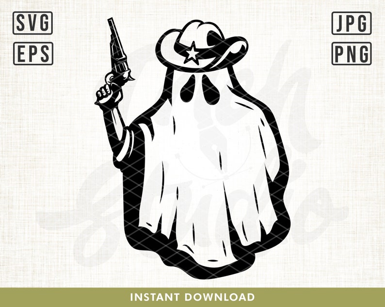 Cowboy Ghost Svg Cute Ghost Svg Halloween Ghost Svg Western - Etsy