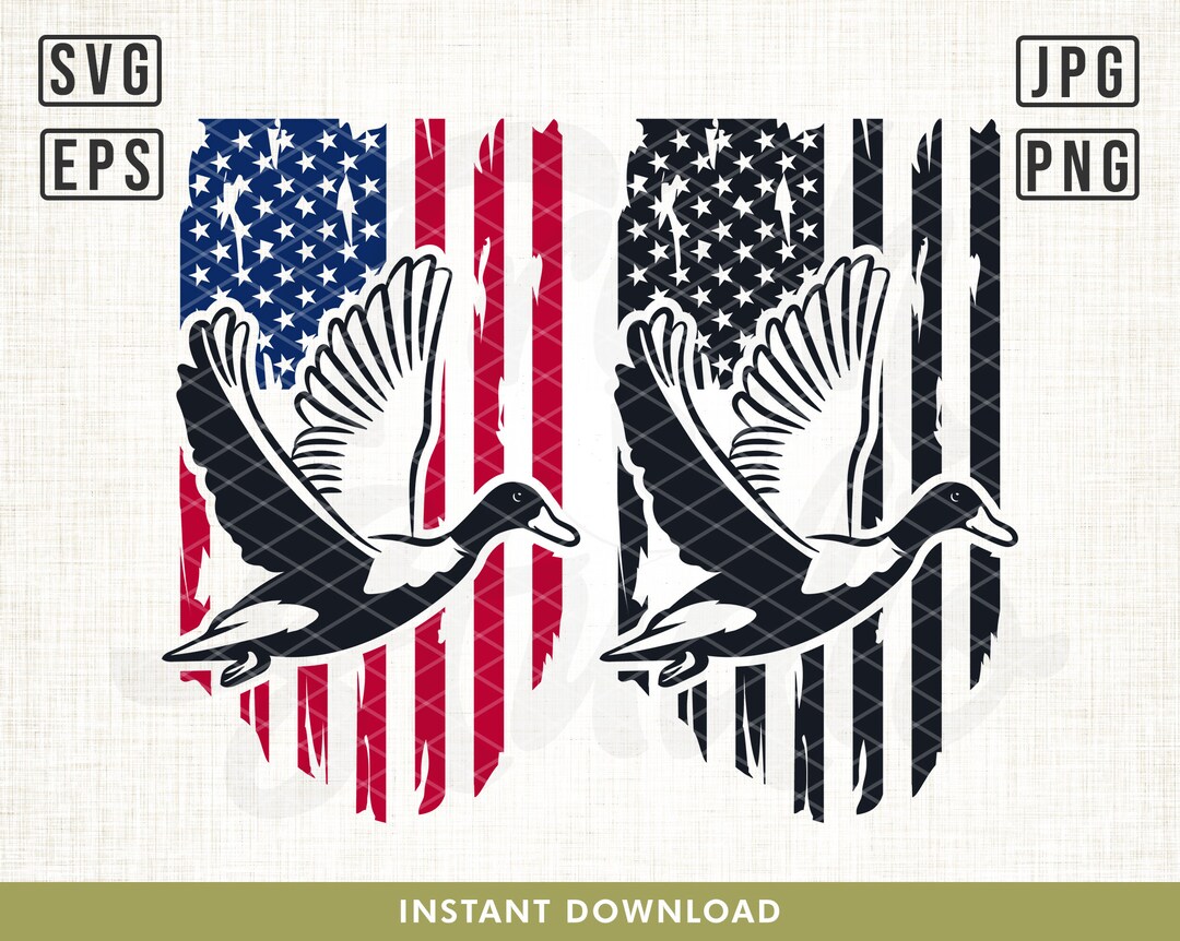 US Flag Flying Duck Svg, Mallard Duck Svg, Duck Hunting Svg, Duck ...