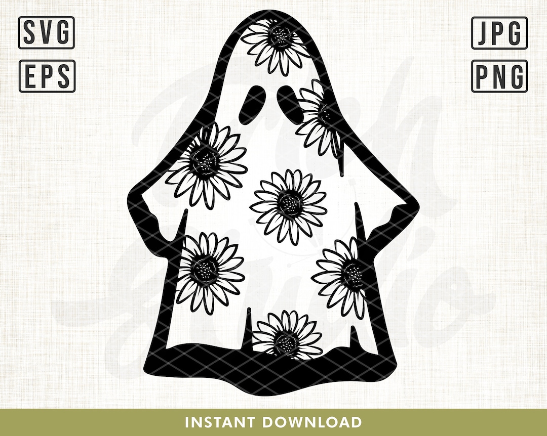 Daisy Ghost Svg, Spooky Ghost Svg, Halloween Svg, Cute Ghost Svg ...